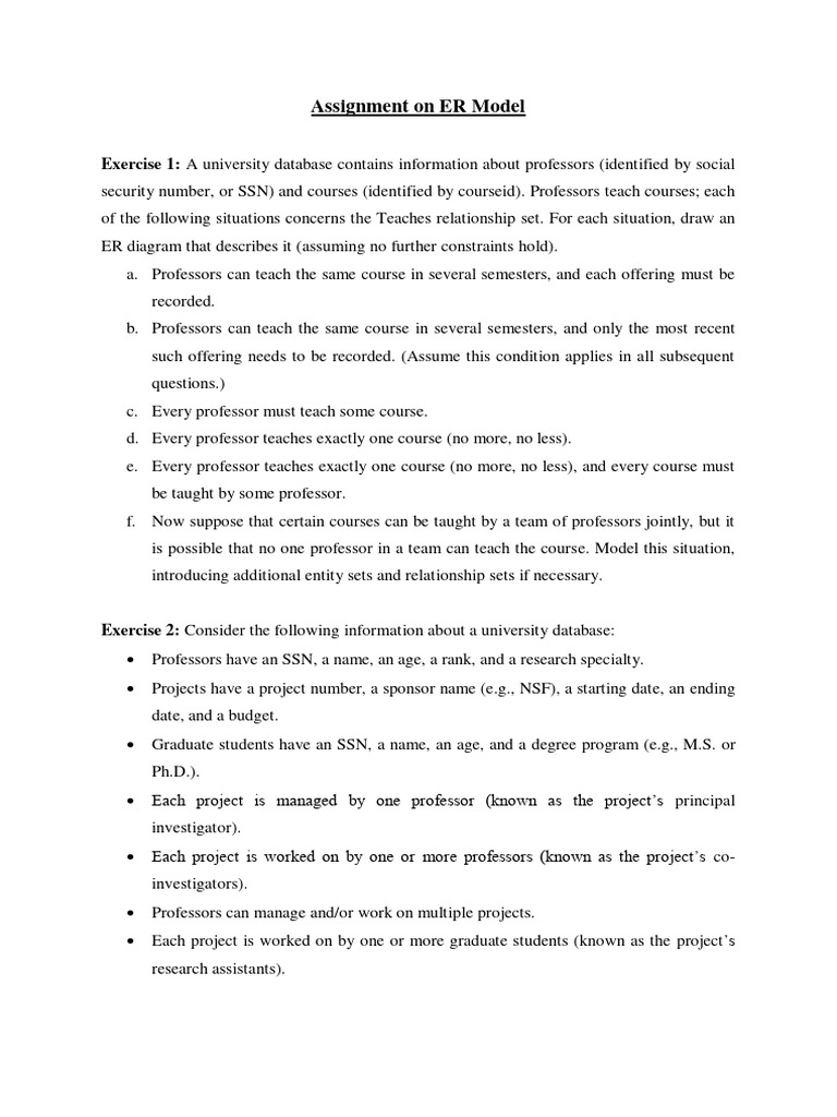Assignment On ER Model | PDF