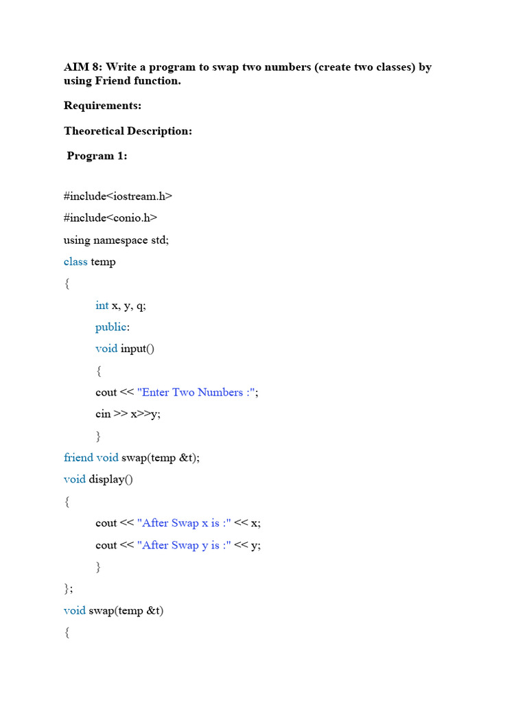 Experiment No 8 - Friend Function in C++ | PDF | Software Development | Models Of Computation