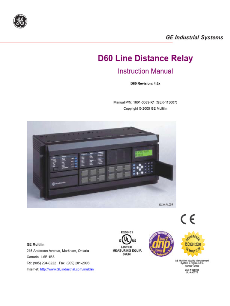 D60 Line Distance Relay: Instruction Manual | Download Free PDF | User ...