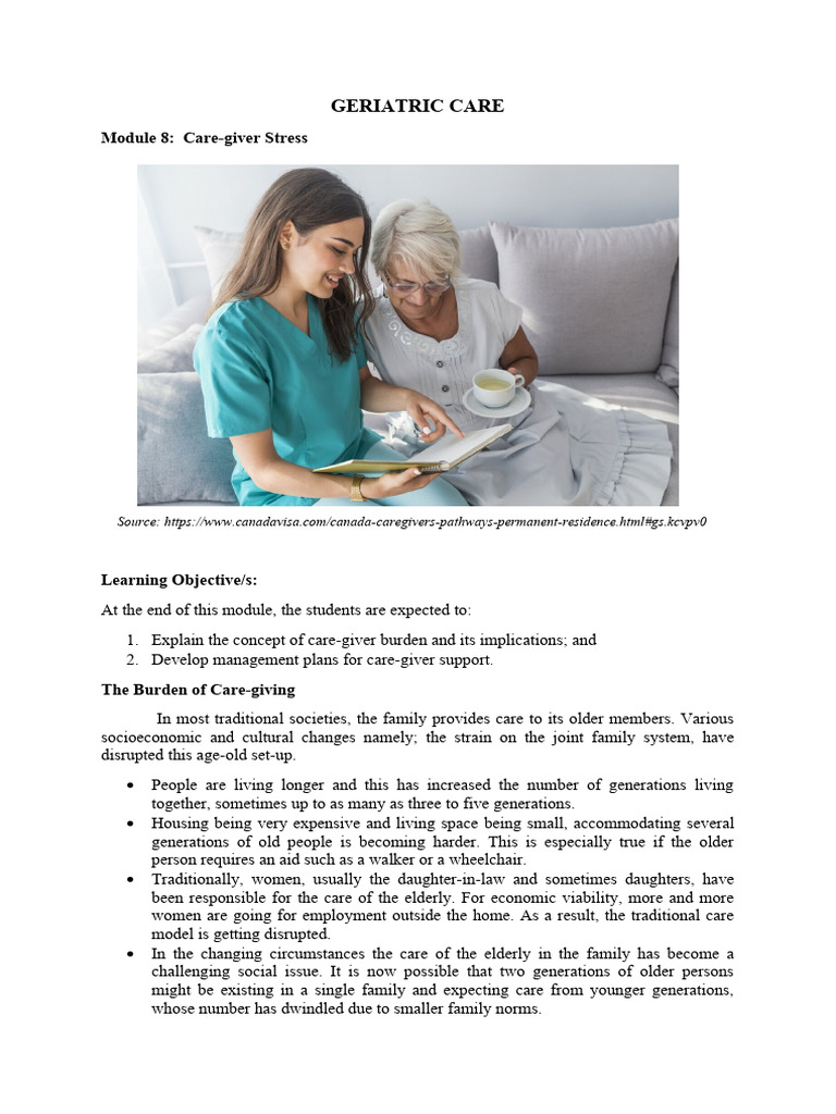Geriatric Care Module 8 | PDF | Caregiver | Health Care