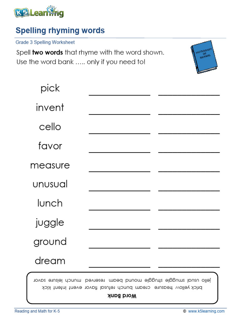 Grade 3 Rhyming Words 3 | PDF