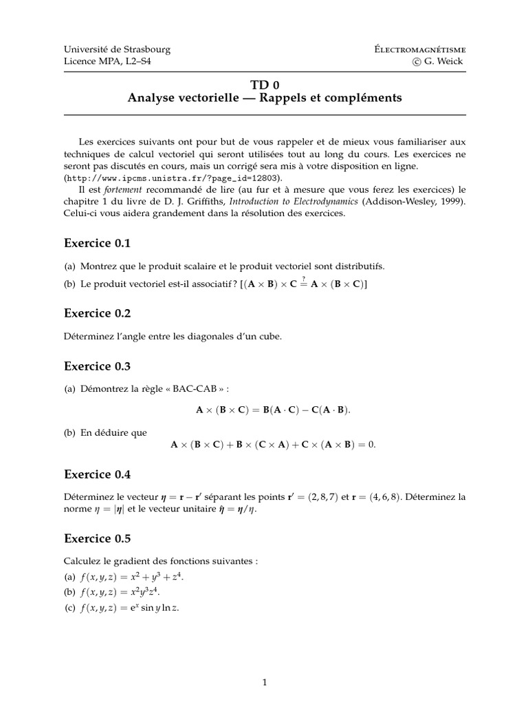 Rappels sur l'analyse vectorielle | PDF | Le volume | Divergence ...
