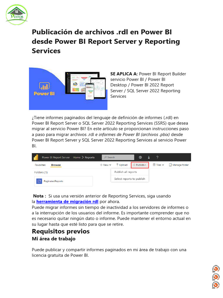 Publicación de Archivos .RDL en Power BI Desde Power BI Report Server y ...
