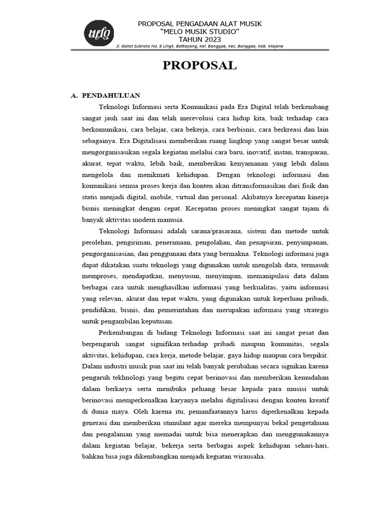 Proposal Pengadaan Alat Musik 2023 | PDF