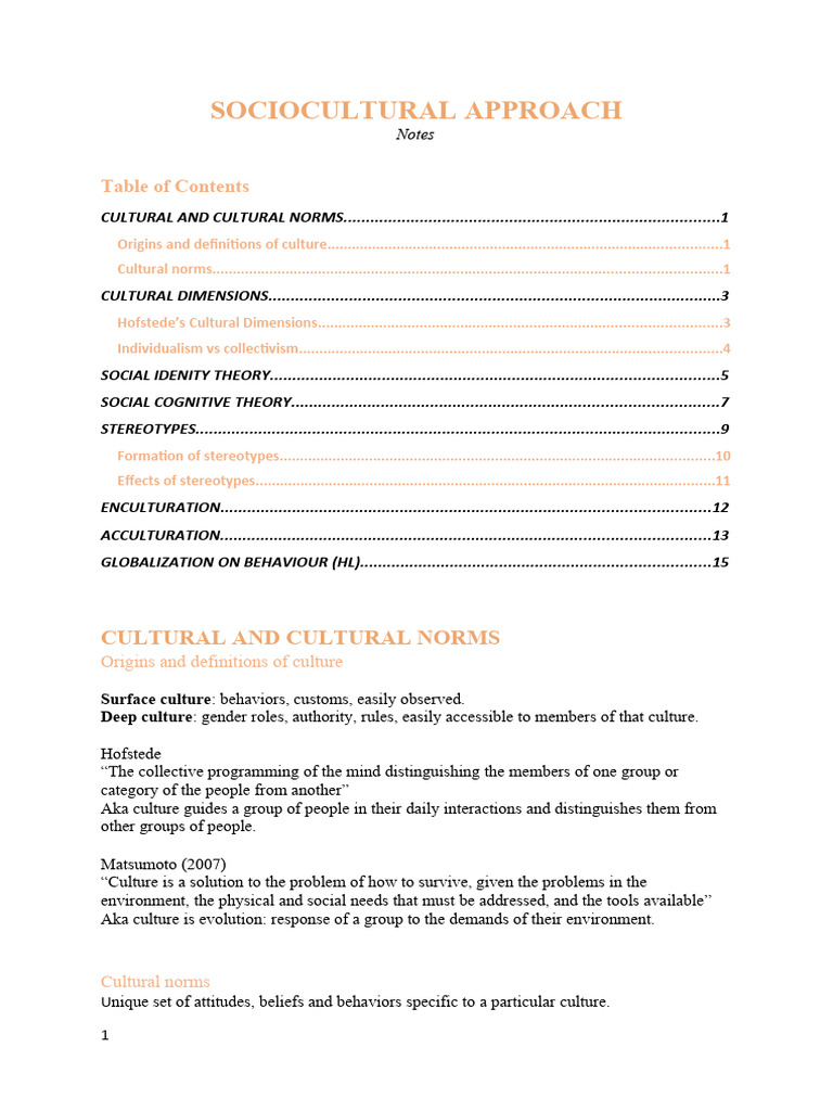 Understanding Cultural Norms and Dimensions | PDF | Stereotypes ...
