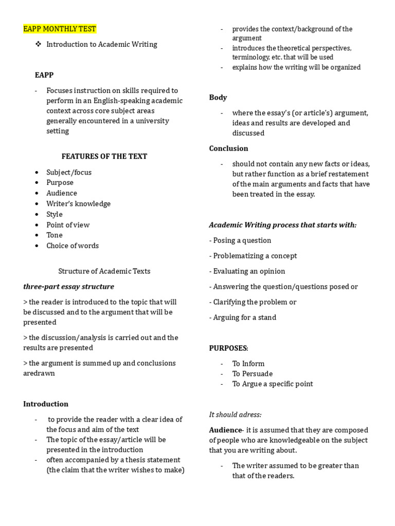 Eapp Monthly Test | PDF | Essays | Argument