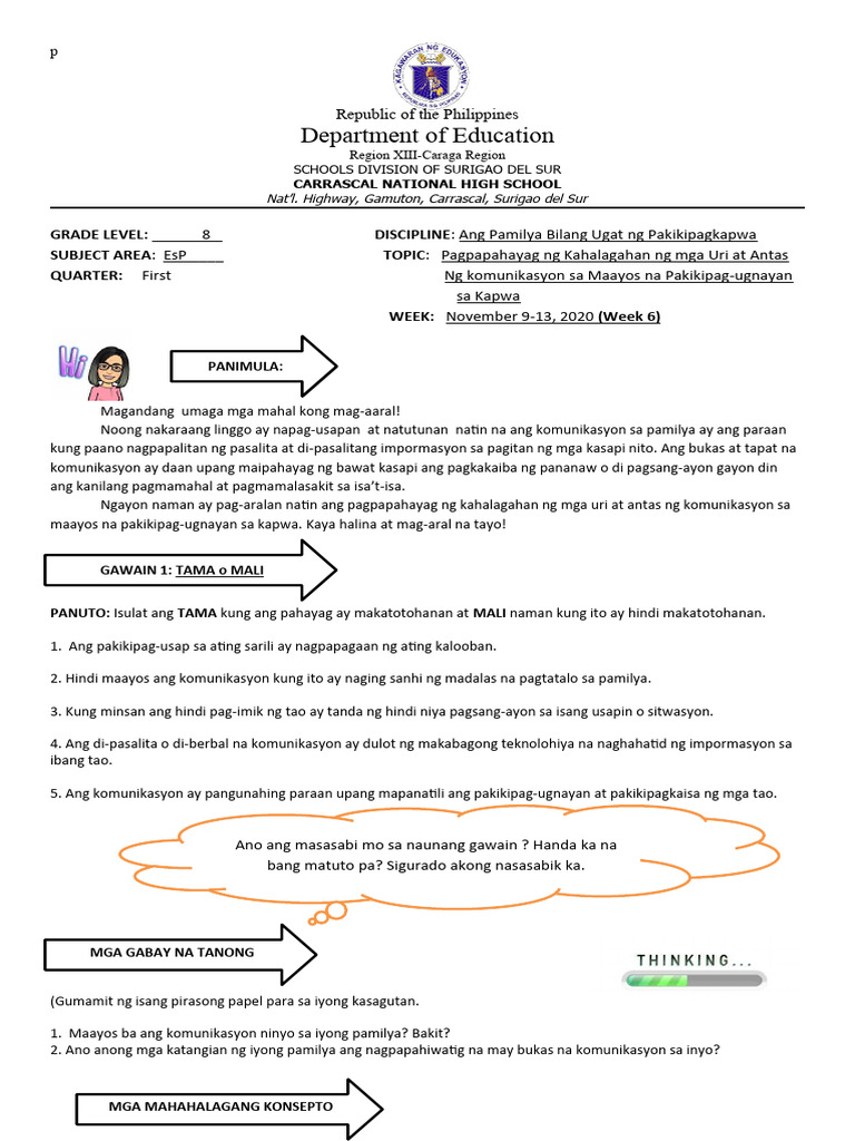 CMG-Worksheet - Q1-Esp 8-Wek 6 | PDF