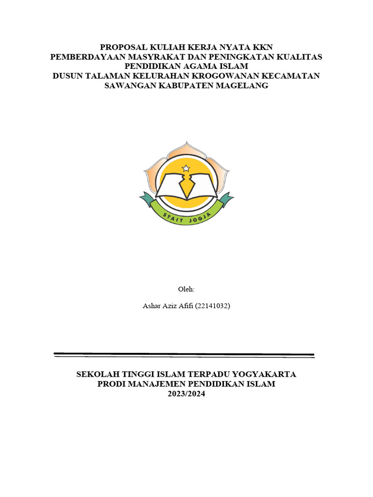 Proposal KKN Ashar Aziz Afifi 22141032 | PDF