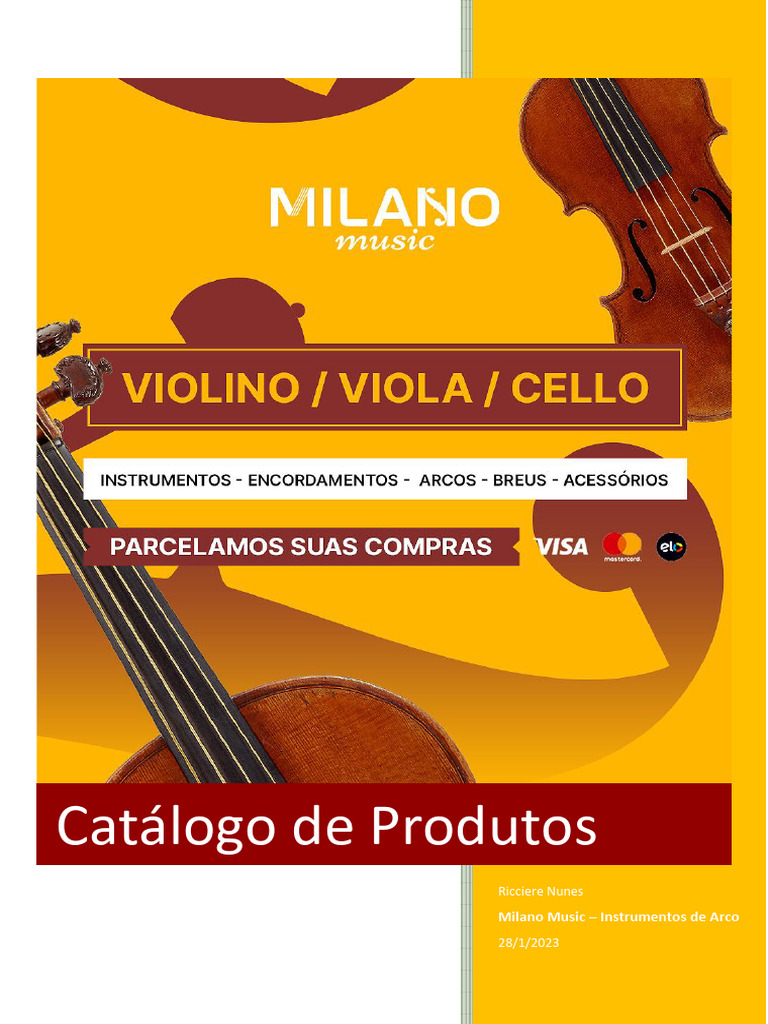 Catalogo de Preço - Milano Music 30012023 | PDF | Violino | Viola