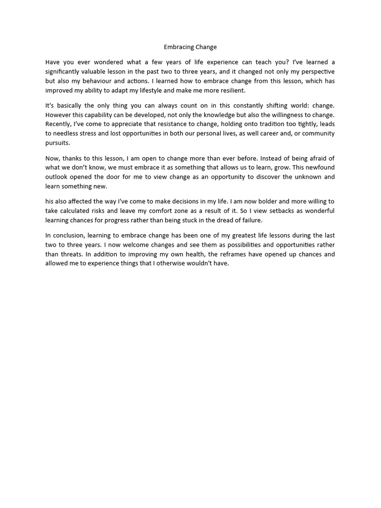 Embracing Change | PDF | Self-Improvement