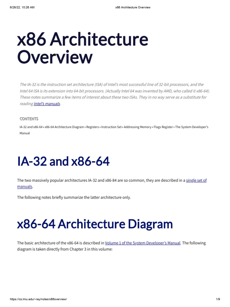 x86 Architecture Overview | PDF | Central Processing Unit | Computer Architecture