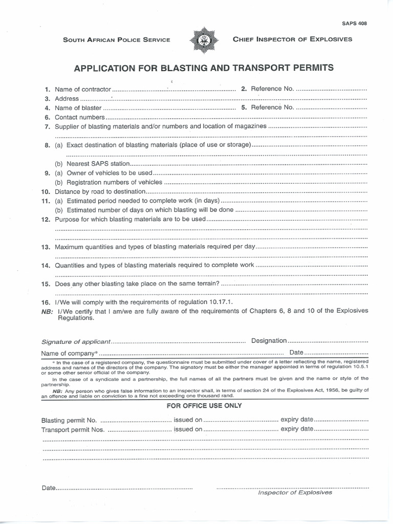 SAPS 408 (Official) | PDF