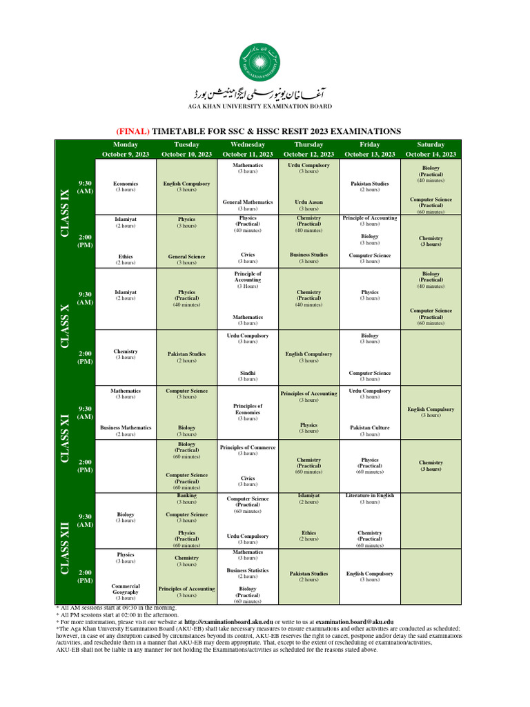 Final Timetable Resit 2023-2 | PDF | Science