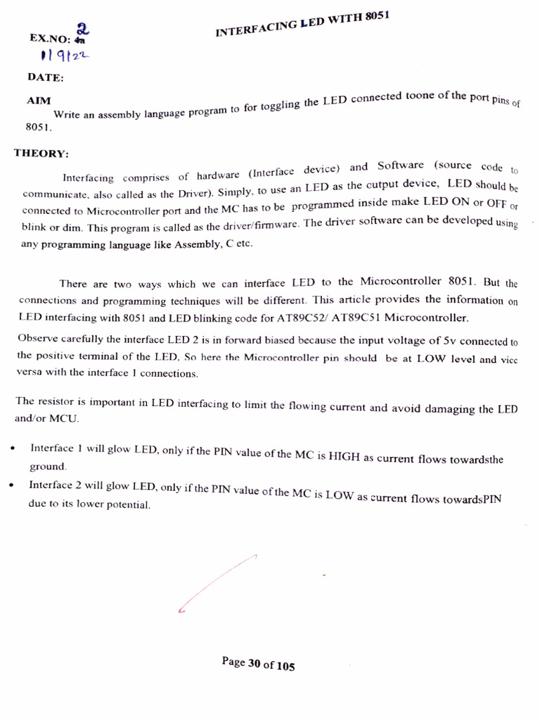2 - Interfacing of Led | PDF | Microcontroller | Light Emitting Diode