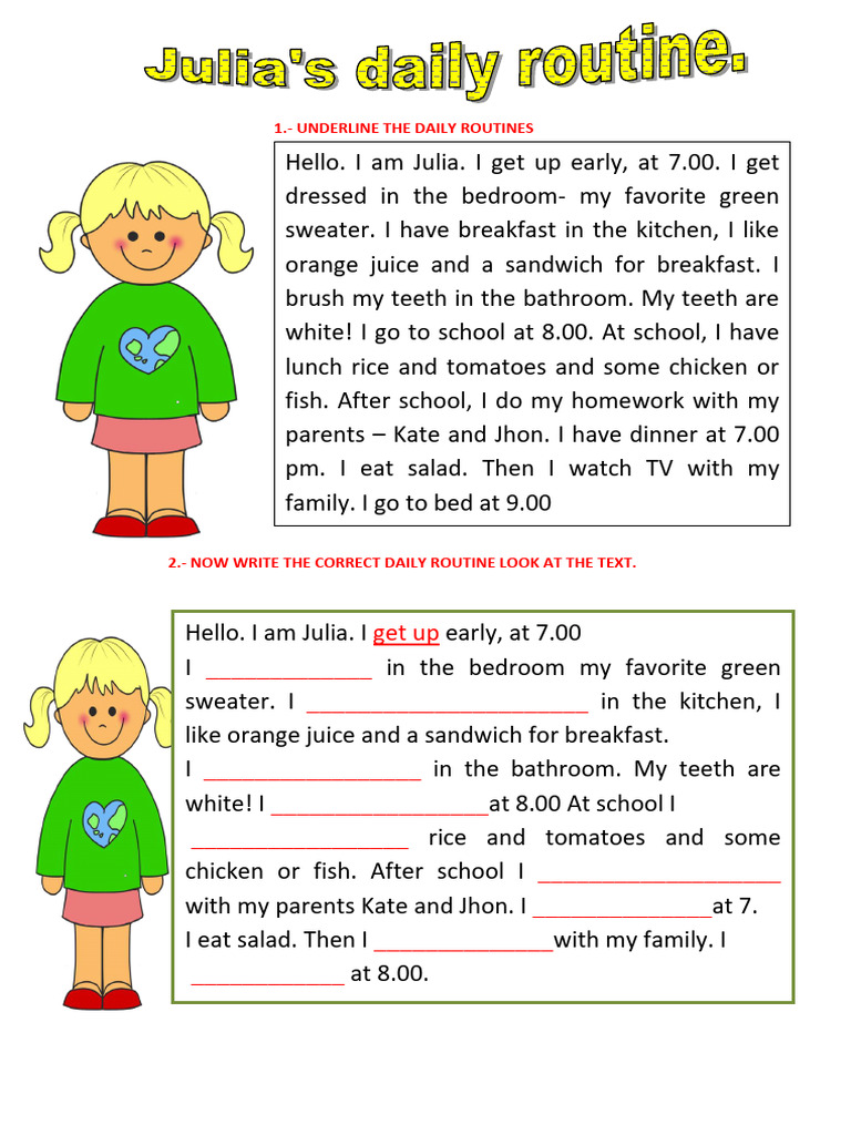 Daily Routine Writing for Grade 2 | PDF
