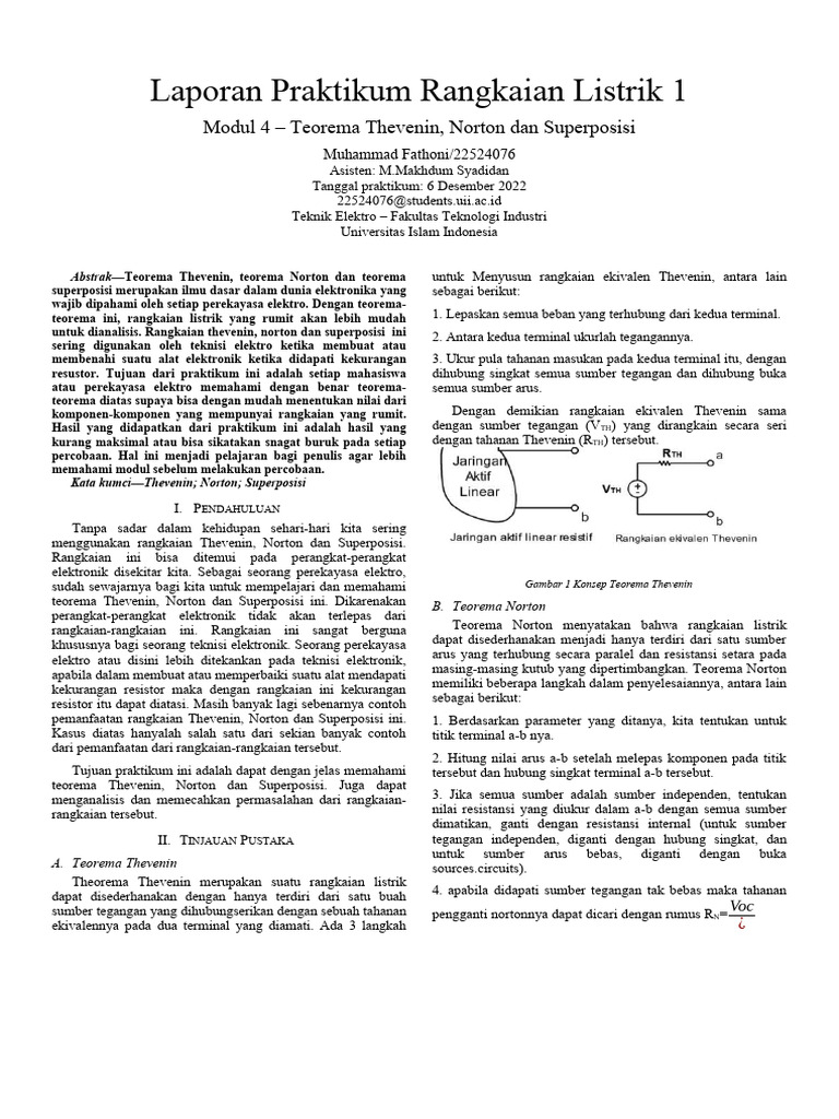 Laporan Praktikum Rangkaian Listrik 1-Unit 4 | PDF