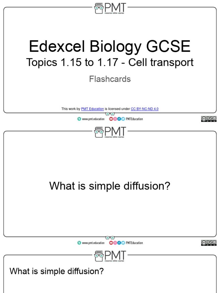 Flashcards - Topic 1 Cell Transport - Edexcel Biology GCSE | PDF ...