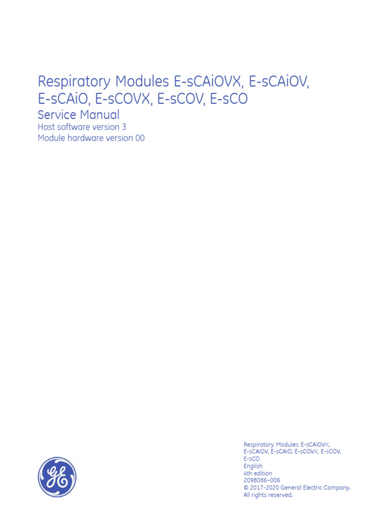 Respiratory Modules Service Manual SW V3 - SM - 2098086-006 - G | PDF