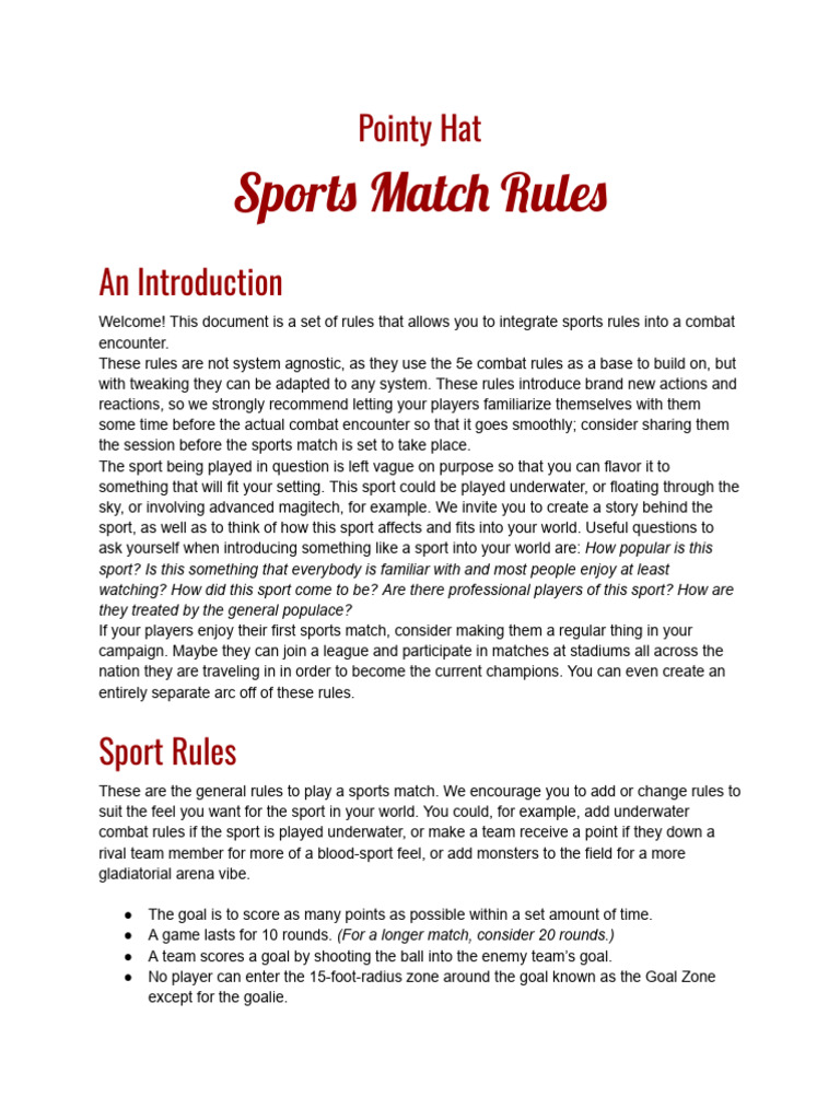 Pointy Hat - Sports Match Rules | PDF | Copyright | License