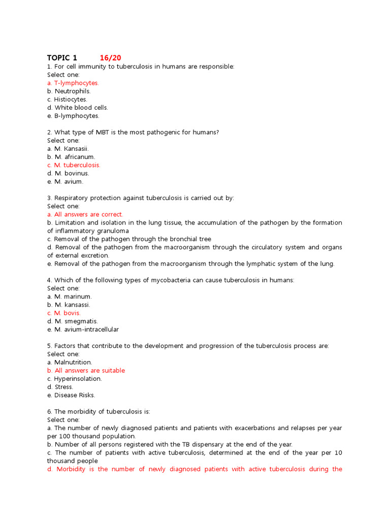 Tuberculosis MCQ Tarek | PDF