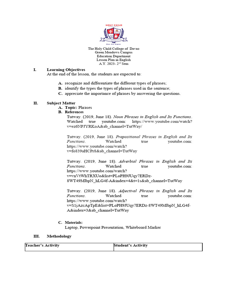Sample Detailed Lesson Plan Demonstration | PDF