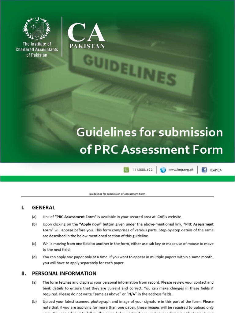 Guidelines Submission PRC Assessment Form | PDF