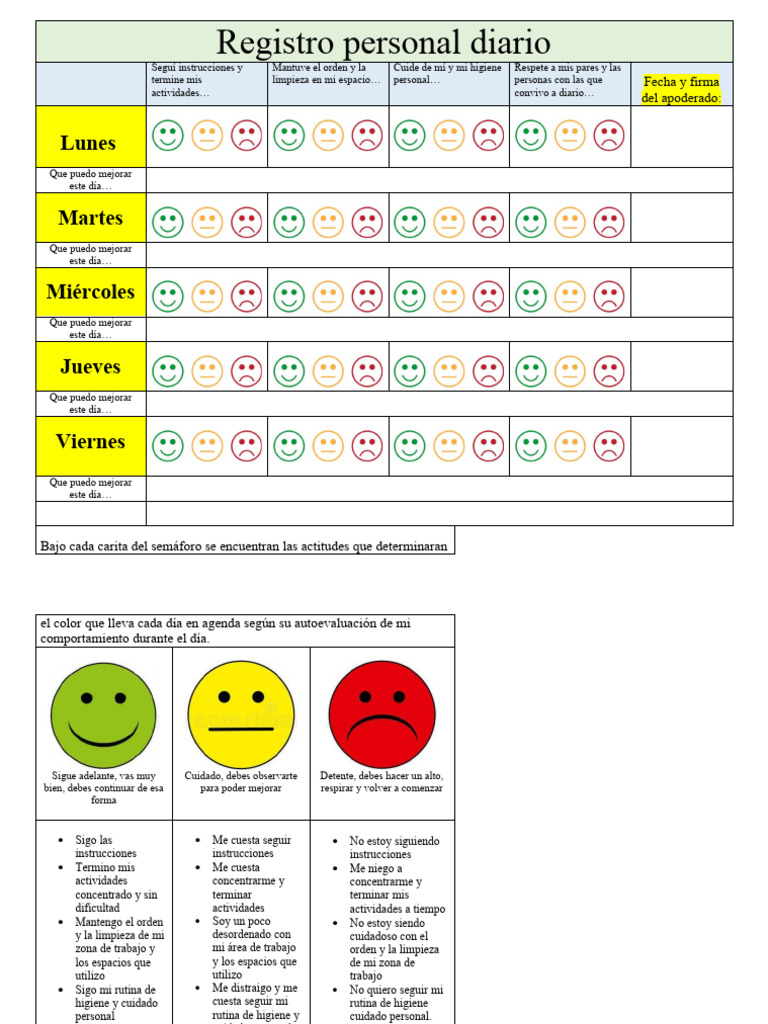 Registro Personal Diario de Mi Comportamiento | PDF