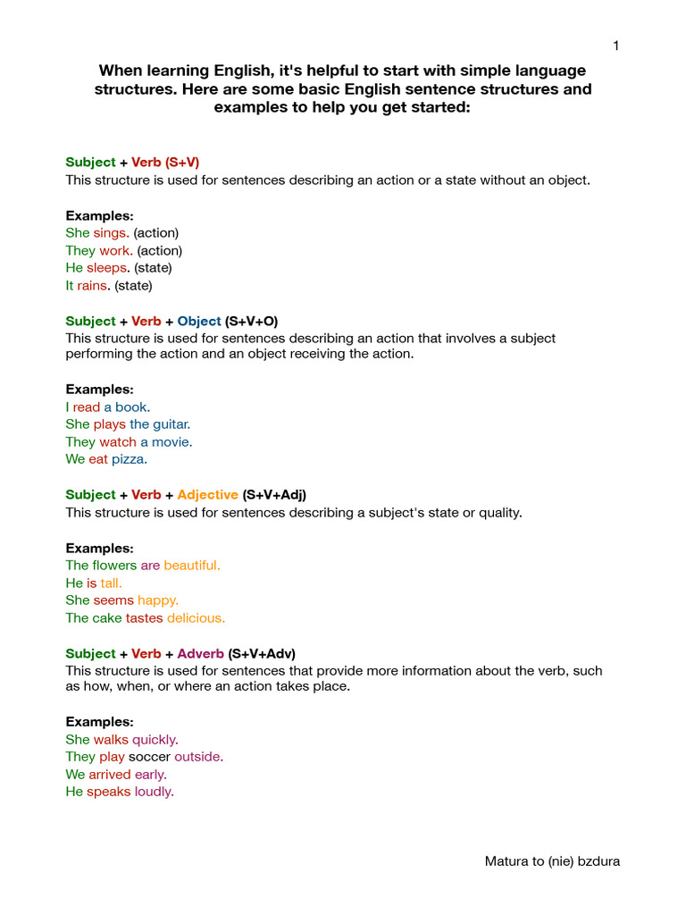 Angielski A1:A2 | PDF | Verb | English Language