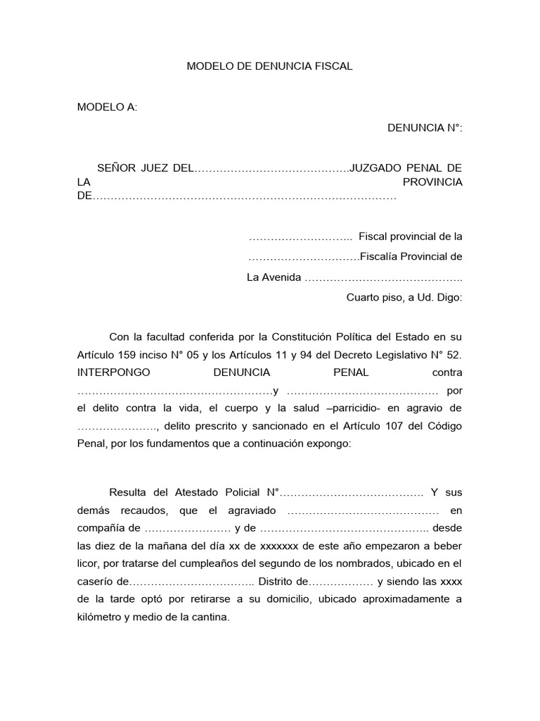 Modelo de Denuncia Fiscal | PDF