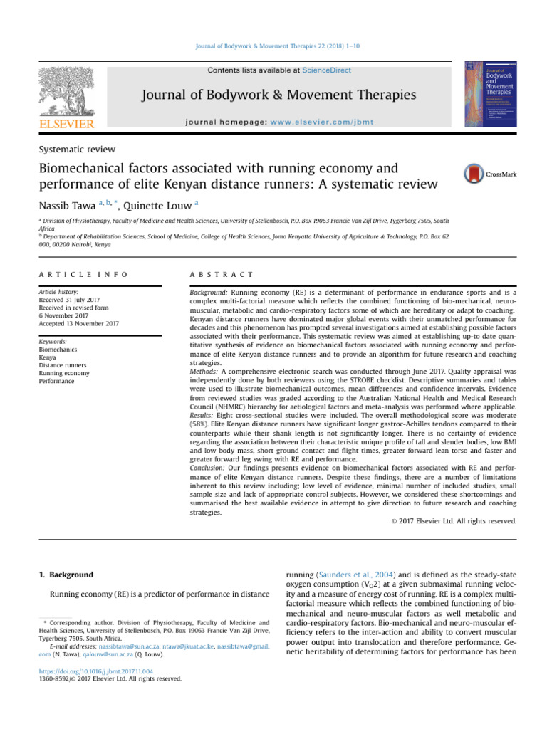 Biomechanical Factors Associated With Running Economy and Performance ...