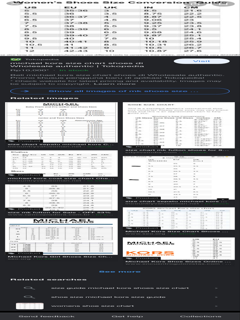 MK Shoes Size Chart Google Search PDF