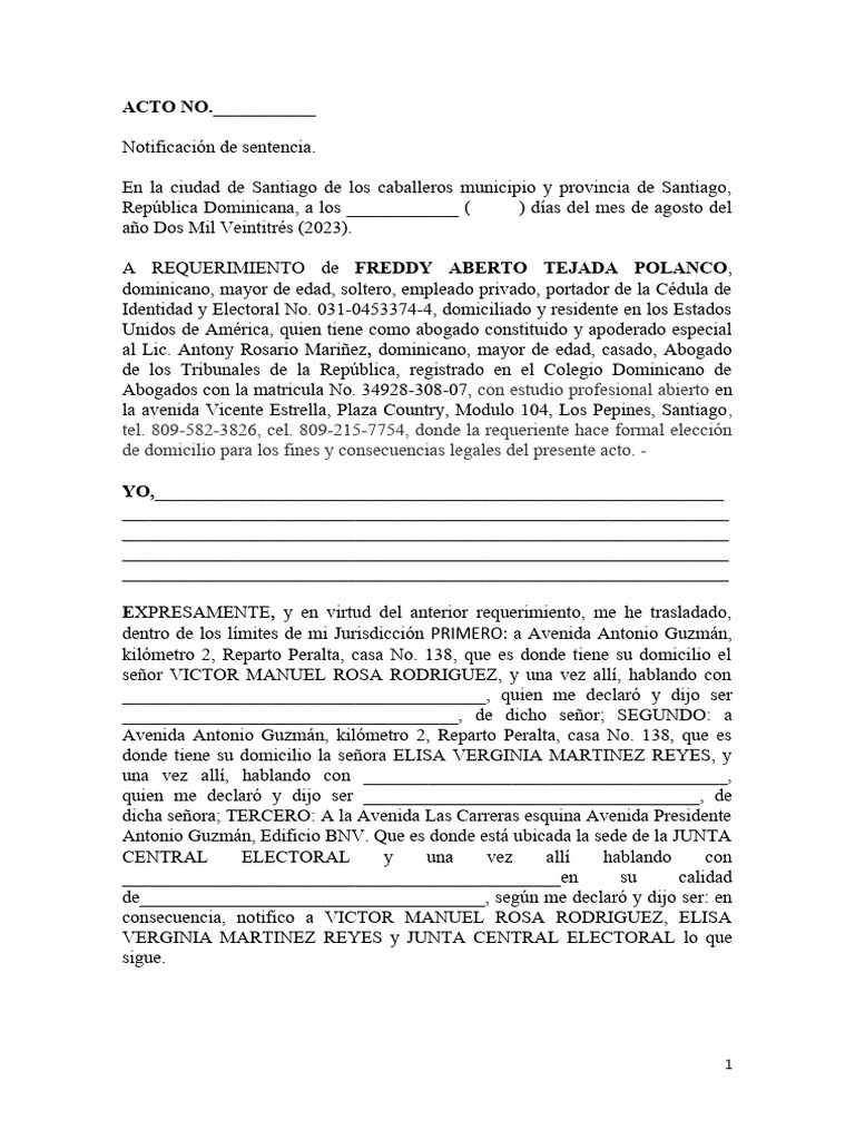 Notificacion de Sentencia | PDF Notificacion de Sentencia | PDF