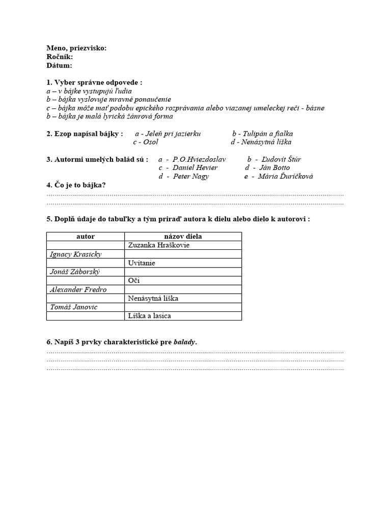 Opakovanie 6.rocnik | PDF