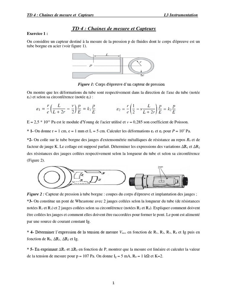 TD04 Chaines de Mesure Et Capteurs | PDF