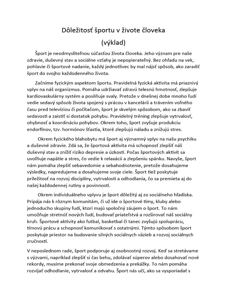 Vyklad Sport | PDF