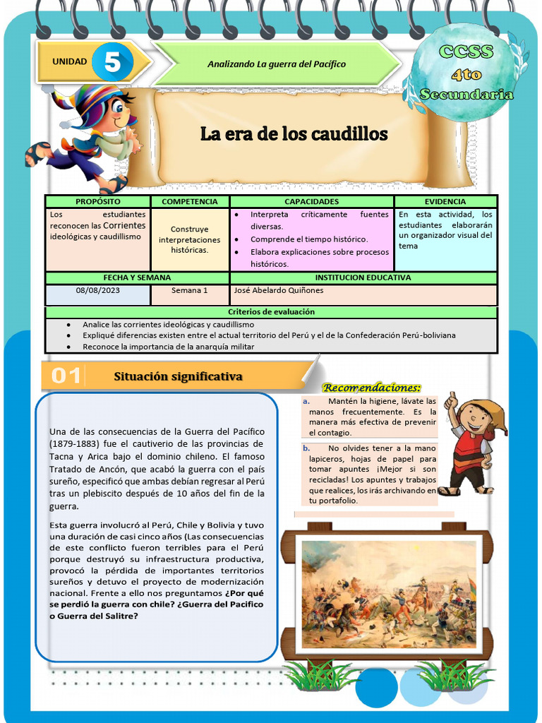 Ficha de Actividad CCSS 4°-Semana 1 Uni 5 | PDF