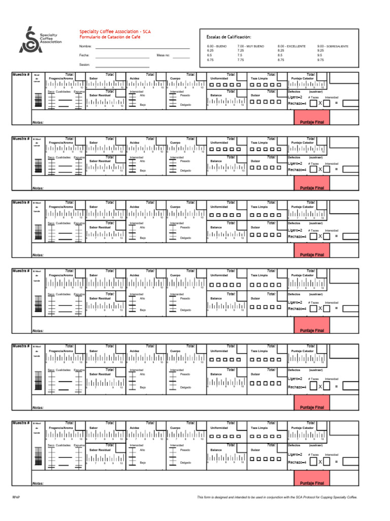 Formato Scaa (6 Muestras) | PDF