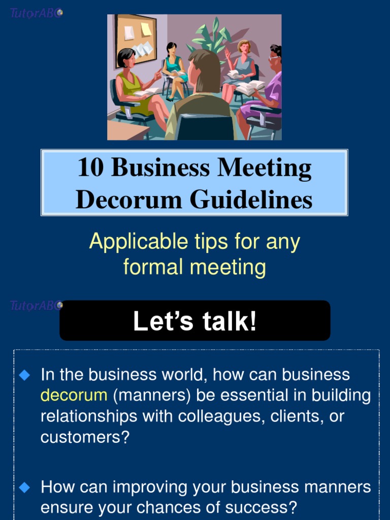 Business Meeting Decorum Guidelines | PDF | Personal Digital Assistant ...