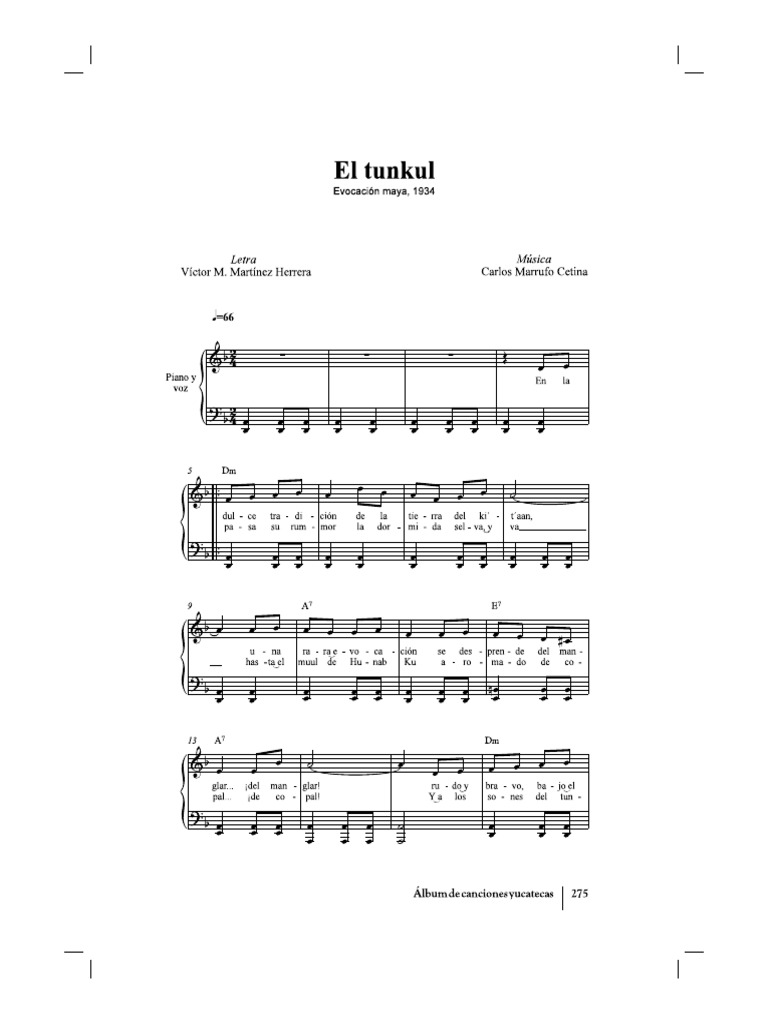 El Tunkul - Piano y Voz | PDF