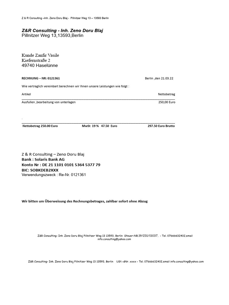 A Rechnung Blaj | PDF