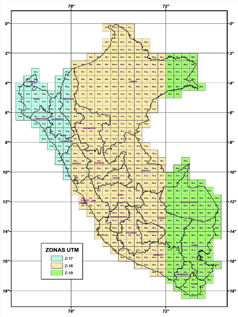 Carta Nacional Del Peru - Zonas 17 18 y 19 | PDF
