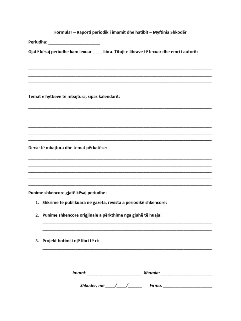 Formular Raporti - 2023 | PDF