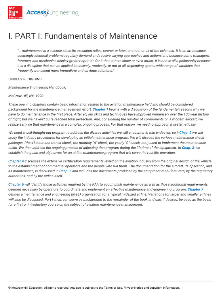Part I Fundamentals of Maintenance | PDF