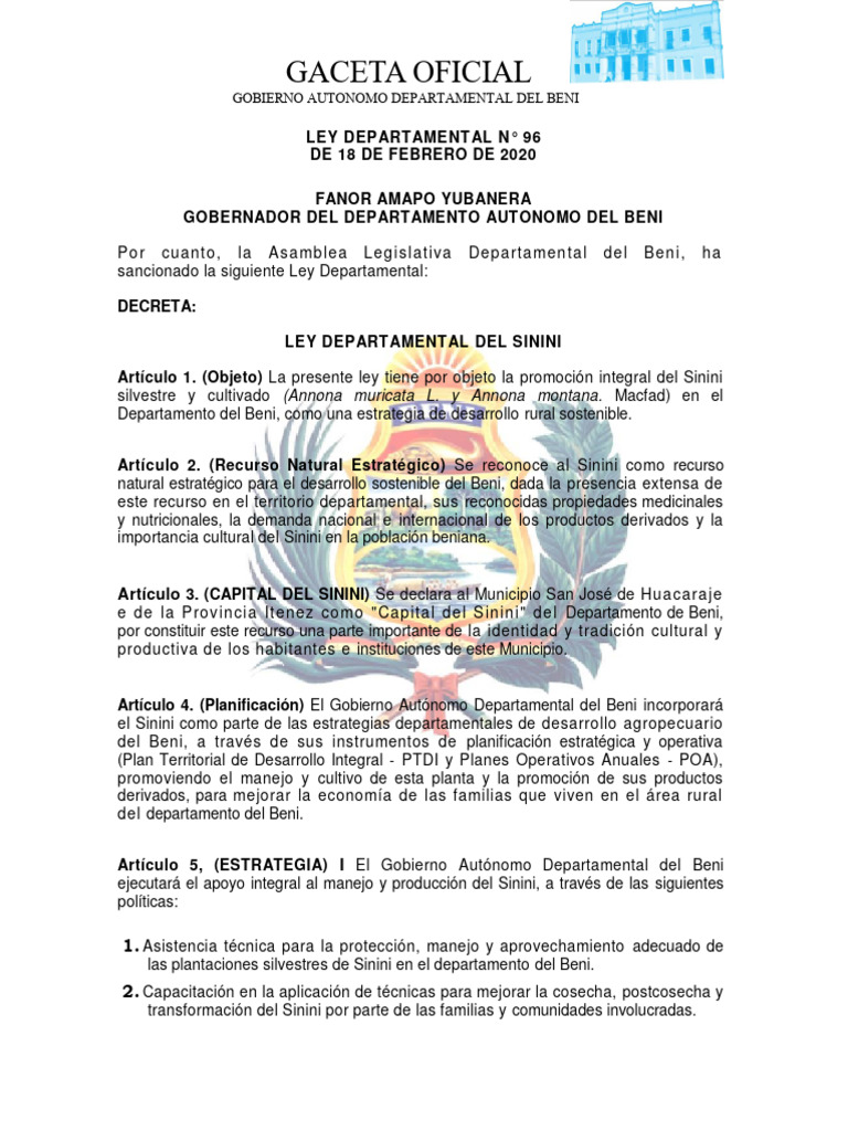 Ley Departamental Del Sinini | PDF