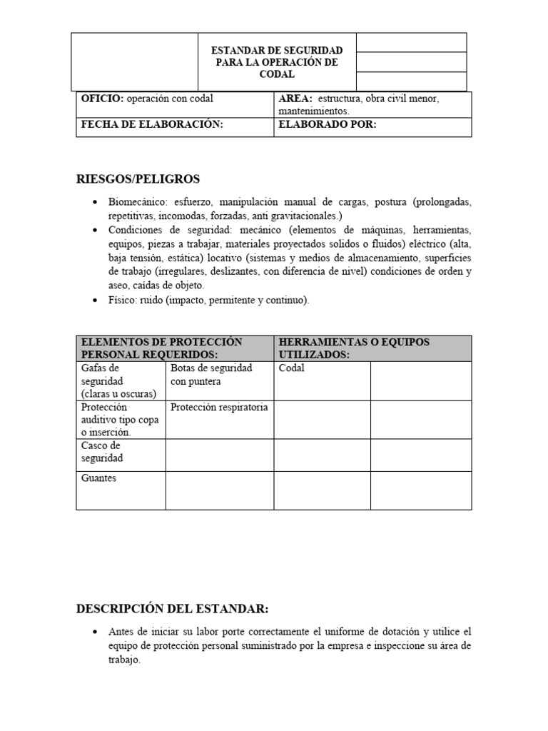 Seguridad en Operación de Codal | PDF