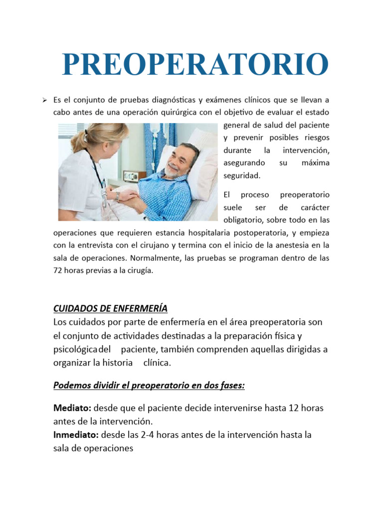 Preoperatorio 1 | PDF | Cirugía | Enfermería