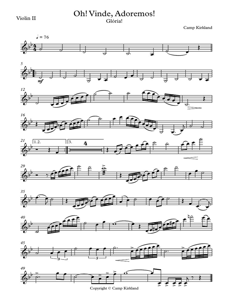 Glória! (Oh! Vinde, Adoremos!) - Violin II | PDF