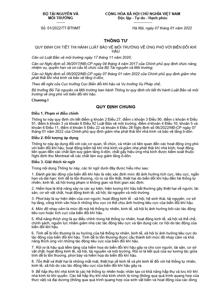 01 2022 TT-BTNMT 500962 | PDF