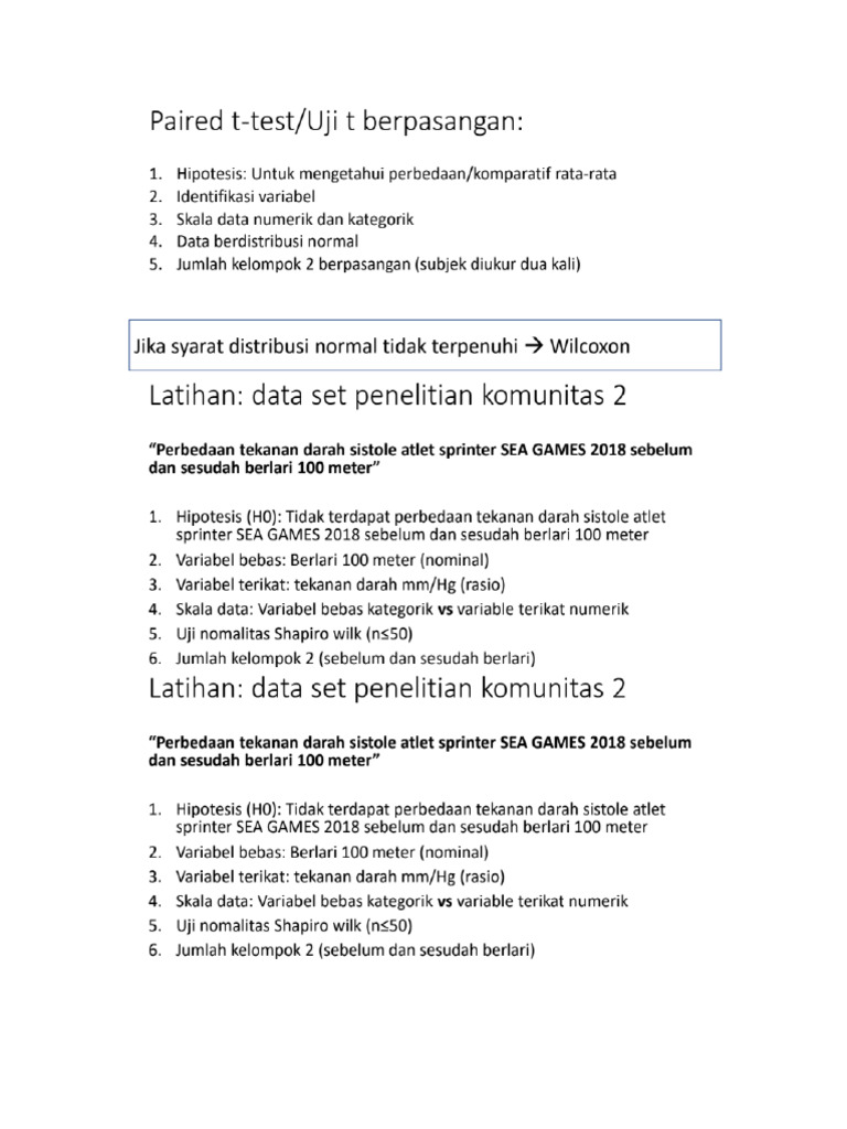 Biostat Drg. Yuan - Paired T Test and Wilcoxon | PDF