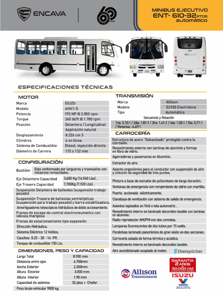 Ficha Encava Ent-610-32 Ptos Ejecutivo Automatico | PDF